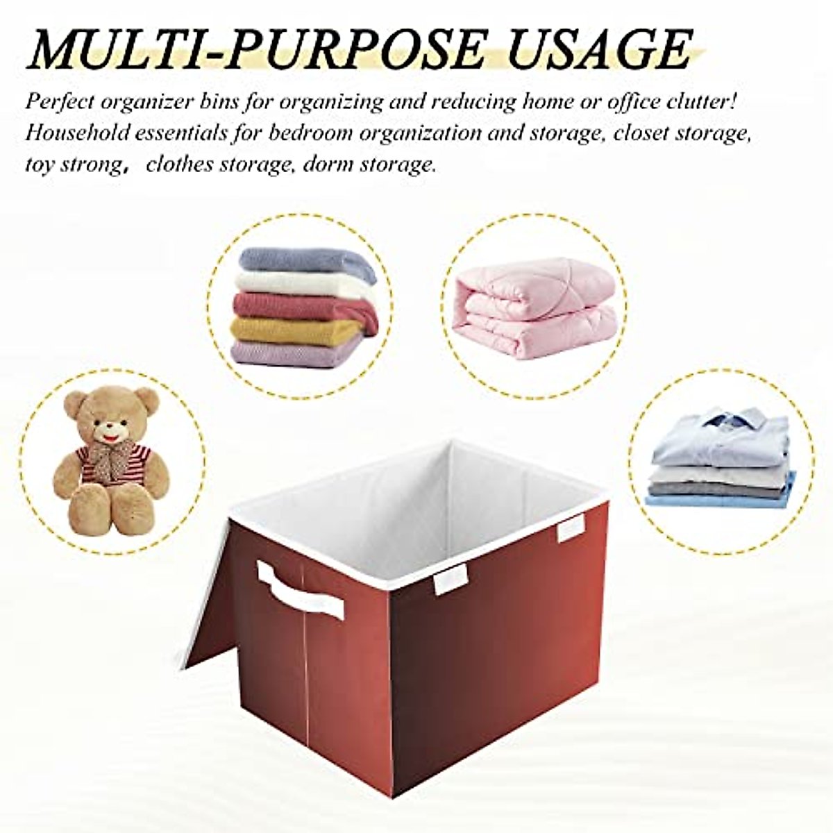 innewgogo Black Red Gradient Storage Bins with Lids for Organizing Foldable Storage Box With Lid with Handles Oxford Cloth Storage Cube Box for Toys
