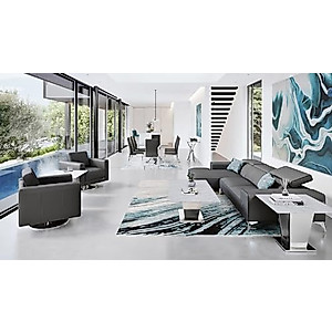 ZURI Furniture Raj Modern Slate Leather Sectional with Adjustable Headrests and Chaise - Left Chaise