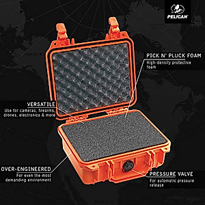 Pelican 1200 Camera Case With Foam (Orange)