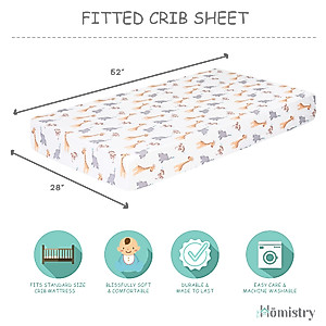 The Hōmistry Jungle Friends Crib Bedding Set for Boys or Girls | 3-Piece - Crib Quilt, Fitted Sheet, Crib Skirt