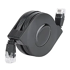 FOSA CAT 6 Ethernet Cable, 2m Adjustable Retractable CAT6 RJ45 LAN Network Cable Cord Black