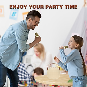 IROO Mini Karaoke Machine with 2 Wireless Microphone,Bluetooth Speaker for Kids and Adults,Gifts for Girls and Boys 4, 5, 6, 7, 8, 9, 10 +Year Old Birthday Party Home (Beige)