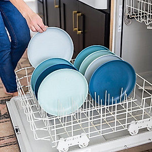 Grow Forward Premium Wheat Straw Plates - 10 Inch Reusable Hard Plastic Dinner Plates Set of 8 - Unbreakable Microwave Safe Plates for Dessert, Camping, RV, Outdoors, Patio, Kitchen Dishes - Seascape