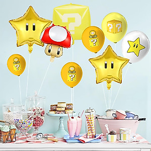 Game Balloons Birthday Party Decorations - Cartoon Birthday Party Supplies Set, Birthday Party Favor Decor Foil/Latex Balloons Set Photo Background for Kids Boys Girls Birthday Party, Baby Shower