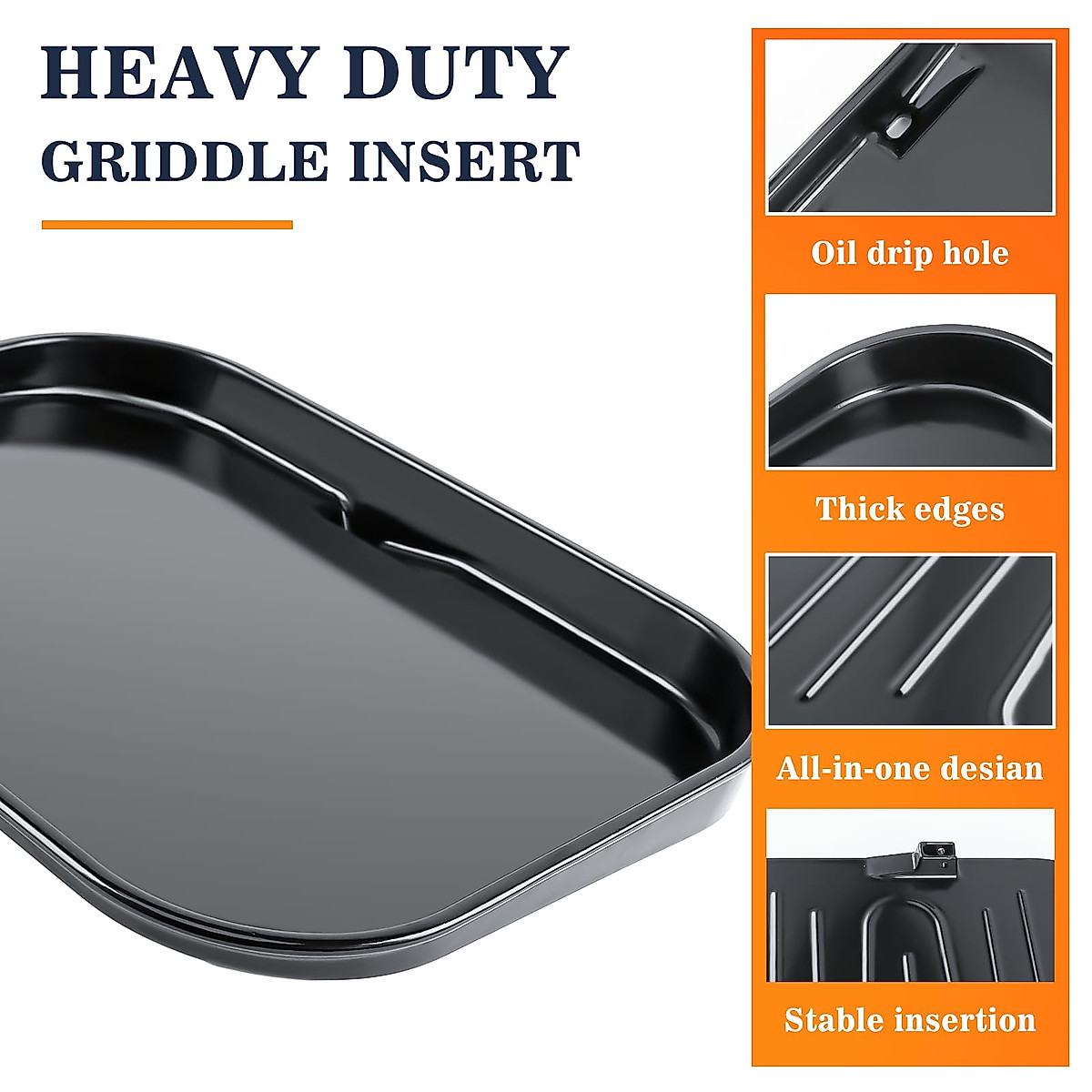 GRISUN Enamel Cast Iron Griddle for Ninja Woodfire Grills (OG700 Series), Outdoor Flat Top Griddle Plate, Compatible with XSKGRDPLT for Ninja OG701, Griddle Pan with Oil Hole, Insert