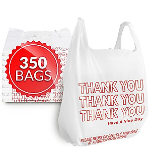 Reli. Thank You Plastic Bags (350 Count) (11.5" x 6.5" x 21") (White) - Grocery, Shopping Bag, Restaurants, Convenience Store