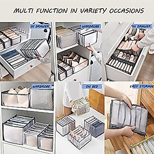 Haster 5pcs Foldable Wardrobe Closet Organizers, Portable Visible Grid Storage Box Washable Storage Containers Clothing Storage Bins for Underwear, Socks, Scarves, Leggings, Skirts, T-shirts, Jeans