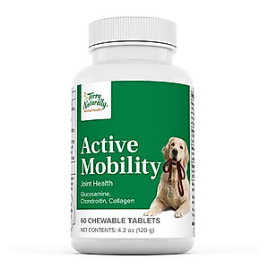 Terry Naturally Animal Health Active Mobility - 60 Beef-Flavored Chewable Tablets - Supports Joint Health with Glucosamine, Chondroitin & Collagen - Canine Only - 60 Servings