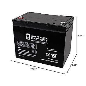 Mighty Max Battery ML75-12INT -12 Volt 75 AH, Internal Thread (INT) Terminal, Rechargeable SLA AGM Battery