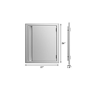 Emardom BBQ Single Access Door 17W x 24H Inch for Indoor and Outdoor Kitchen, Stainless Steel Wall Construction Vertical, Outdoor Kitchen Door for BBQ Island, Grilling Station, Outside Cabinet