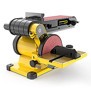 Woodskil 4.3A Belt Sander, 4 x 36 in. Belt & 6 in. Disc Sander, Double Dust Exhaust Port, Steel Base, 2Pcs Sandpapers Included