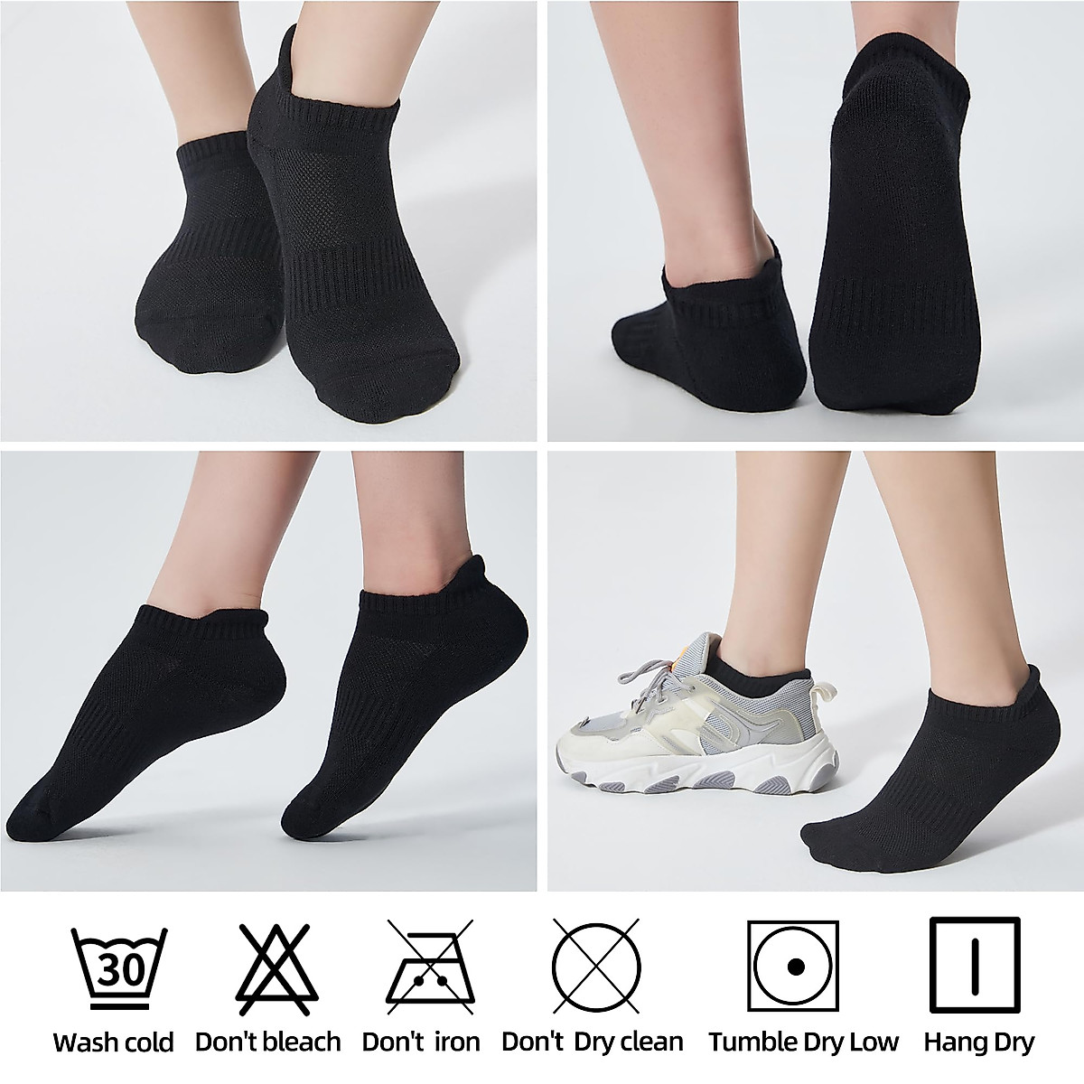 ATBITER 6 Pairs Women's Ankle Running Socks Cushioned Low Cut Tab Athletic Socks