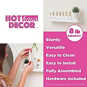 Hot Haus Decor Wall Shelves - Set of 2 White Floating Shelves - 12.75"x3.5"- Essential Oil Storage Wall Shelf - Nursery Bookshelf - Nail Polish Shelf - Spice Rack Floating Shelf - Essential Oil Shelf