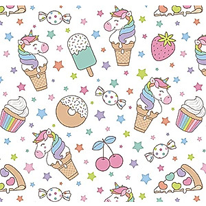 Stesha Party Unicorn Donut Wrapping Paper Girl Birthday Gift Wrap, 30 x 20 Inch (3 Sheets)