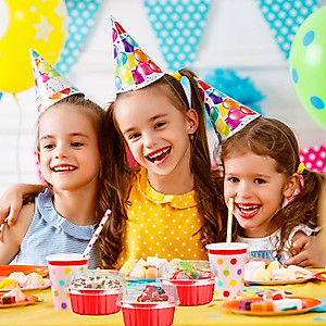 50 Pack Baking Cups with Lids, Aluminum Foil Cupcake Cups Muffin Liners, Disposable Foil Ramekins, Cupcake Holders Dessert Containers Mini Pudding Cups for Birthday, Christmas, Parties, Weddings (Red)