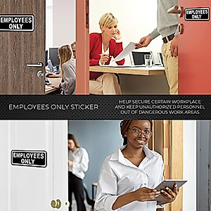 Employees Only Sticker for Doors (Pack of 2) | Black and White Laminated Vinyl 7.75 x 2.5-inches | Retail Compliance Signs for Restaurants, Retail Stores, Salons, Gas Stations, and Other