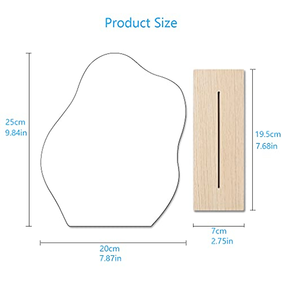 G.Dori Irregular Aesthetic Vanity Mirror Frameless, Decorative Desk Tabletop Acrylic Mirrors with Wooden Stand for Living Room, Bedroom, Office and Minimal Spaces Home Decor - Cloud Shape