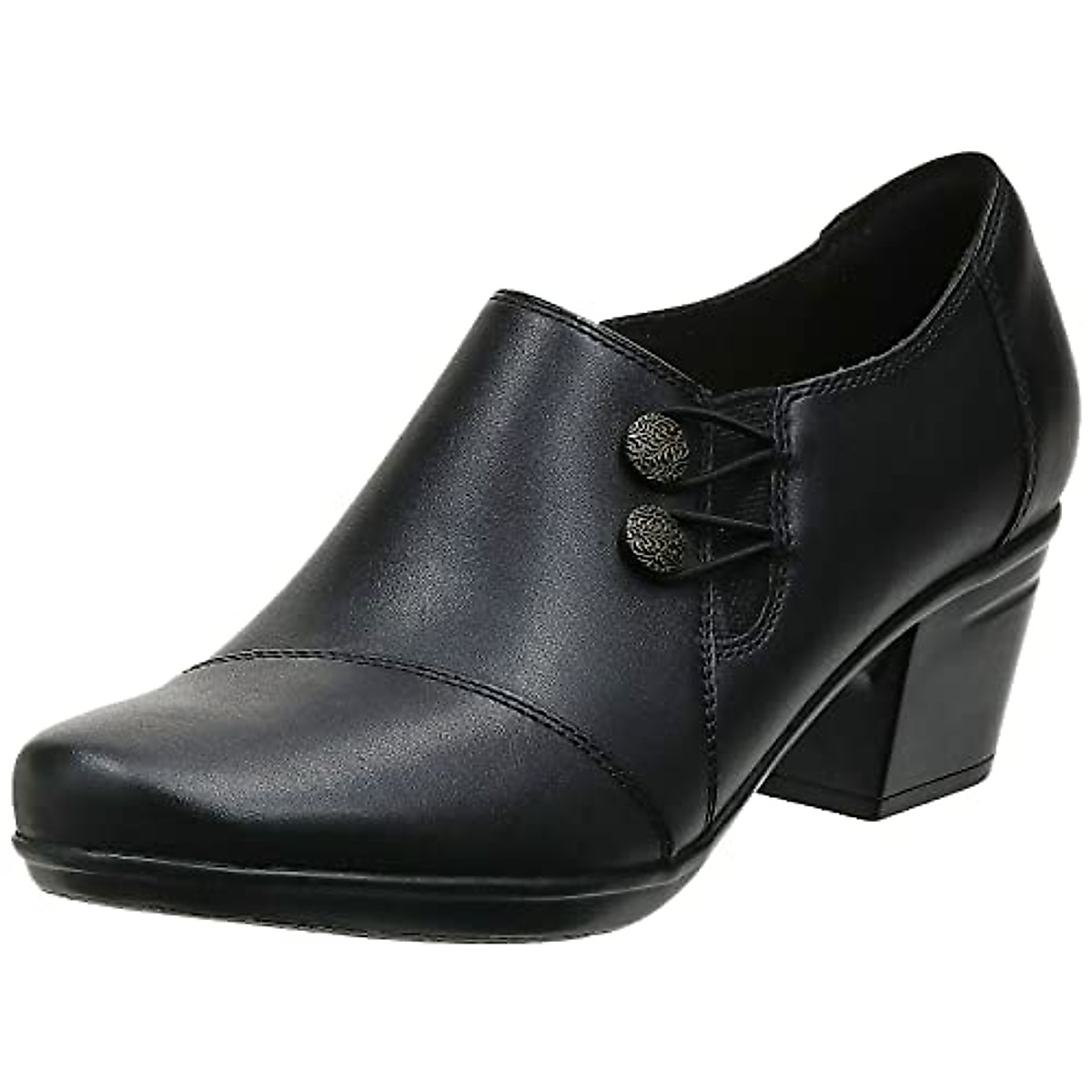 Clarks Women's Emslie Warren Slip-on Loafer,Black Leather,6.5 M US