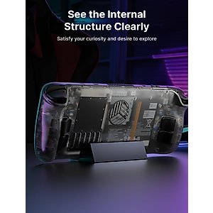 JSAUX Transparent Back Plate Compatible with Steam Deck LCD, DIY Clear Replacement Back Shell Case Compatible with Steam Deck LCD - PC0106 Vents Version [Crystal]