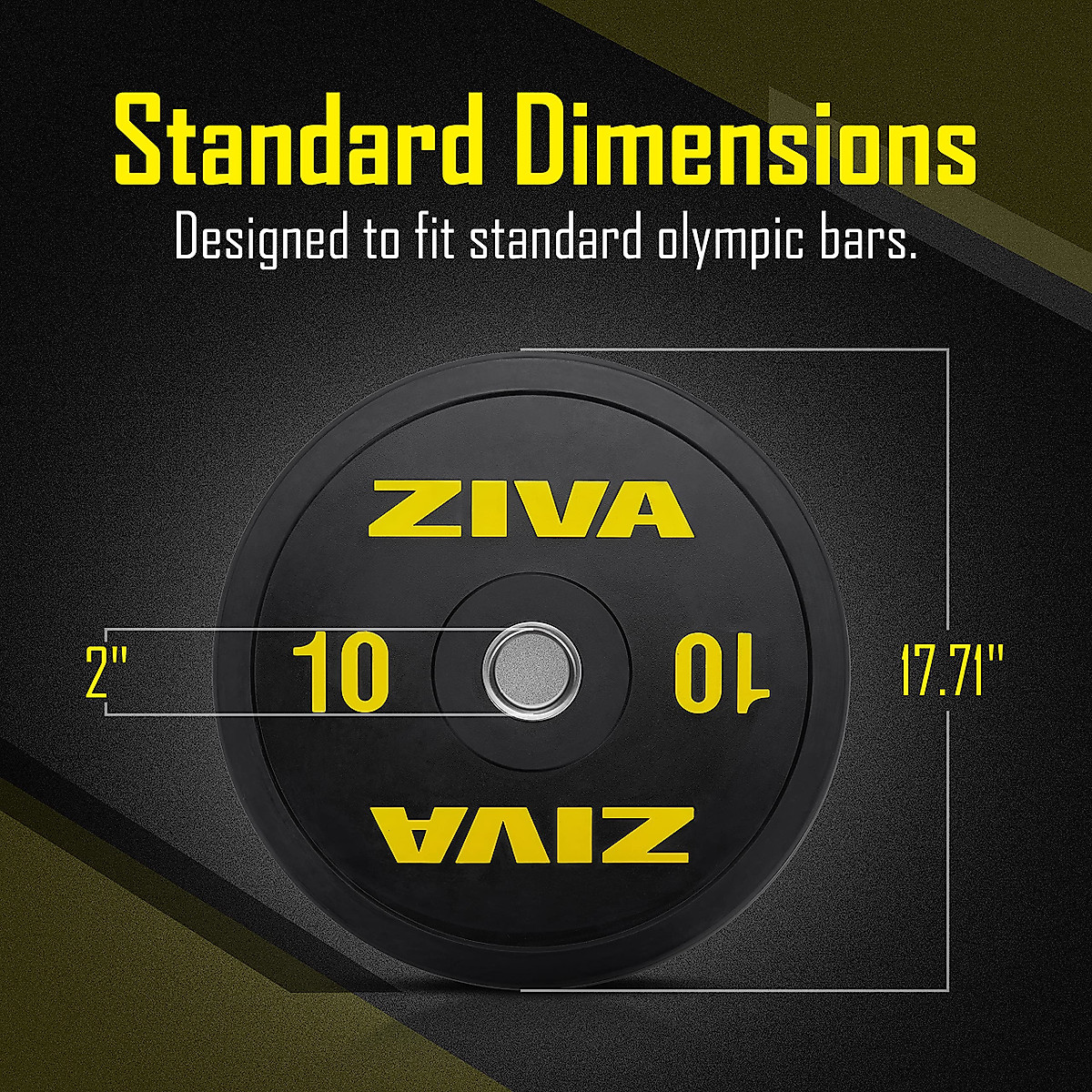 ZIVA Rubber Bumper Weight Plate - One Piece 10 lbs. Strength Training Plate - Fits 2” Olympic Bars - Precision-Calibrated Iron Weight, Ultra Durable Premium Virgin Rubber Coating - Low Bounce (10)