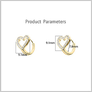 CZ Heart Shaped Small Hoop Cartilage Earrings for Women Girls 925 Sterling Silver Pink Cubic Zirconia Hypoallergenic Tiny Hollow Love Huggie Hoops Dainty Birthday Wedding Christmas Holiday Jewelry Gifts (Gold Plated Clear CZ)