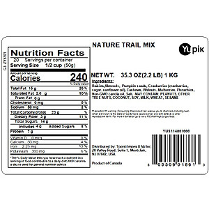 Yupik Nature Trail Mix, 2.2 lbs, with Raisins, Almonds, Pumpkin Seeds, Cranberries, Cashews, Walnuts, Mulberries, Pistachios,Brown
