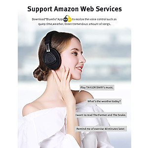 Bluedio TM Bluetooth Headphones Over Ear with Mic, Voice Control Hi-Fi Stereo Wireless Headset Supports Amazon Web Services (AWS) for Travel Work Cellphone, Black