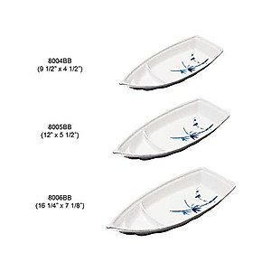 Thunder Group Blue bamboo melamine dinnerware collection 22 oz, 12" x 5 1/2" sushi boat (m), comes in dozen