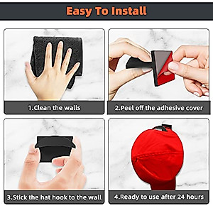 KOVSPO 10 PCS Adhesive Hat Hooks for Wall, Strong Hold Hat Hangers, Minimalist Hat Rack Design, No Drilling, Hat Hooks for Baseball Caps, Hat Holder Organizer for Wall, Door, Closet, Office, Bedroom
