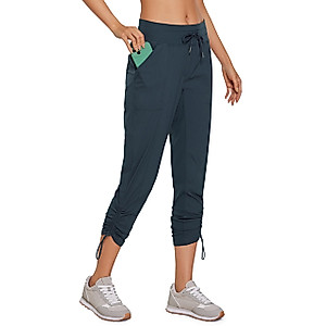 CRZ YOGA Womens Casual 7/8 Pants 25" - Lightweight Workout Outdoor Athletic Track Travel Lounge Joggers Pockets Melanite Small