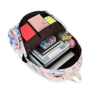 Backpack for Teen Girls School Laptop Backpacks Middle School College Marble Bookbags (Marble Orange)