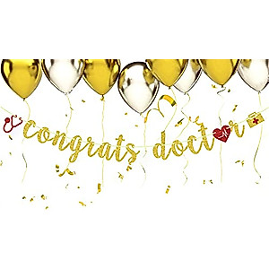 Gold Glitter Doctor Decorations, Congrats Doctor Banner, 2022/2023 Doctor Graduation Sign, School Nurse Office Decorations