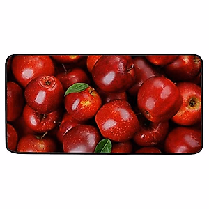 Welcome Mat Apple Red Fruits Indoor Doormats Summer Fruit Kitchen Rug Mat Non Slip Floor Mat Anti Fatigue Standing Mat Runner Rug Washable for Kitchen Bathroom Decoration 30x18 Inch