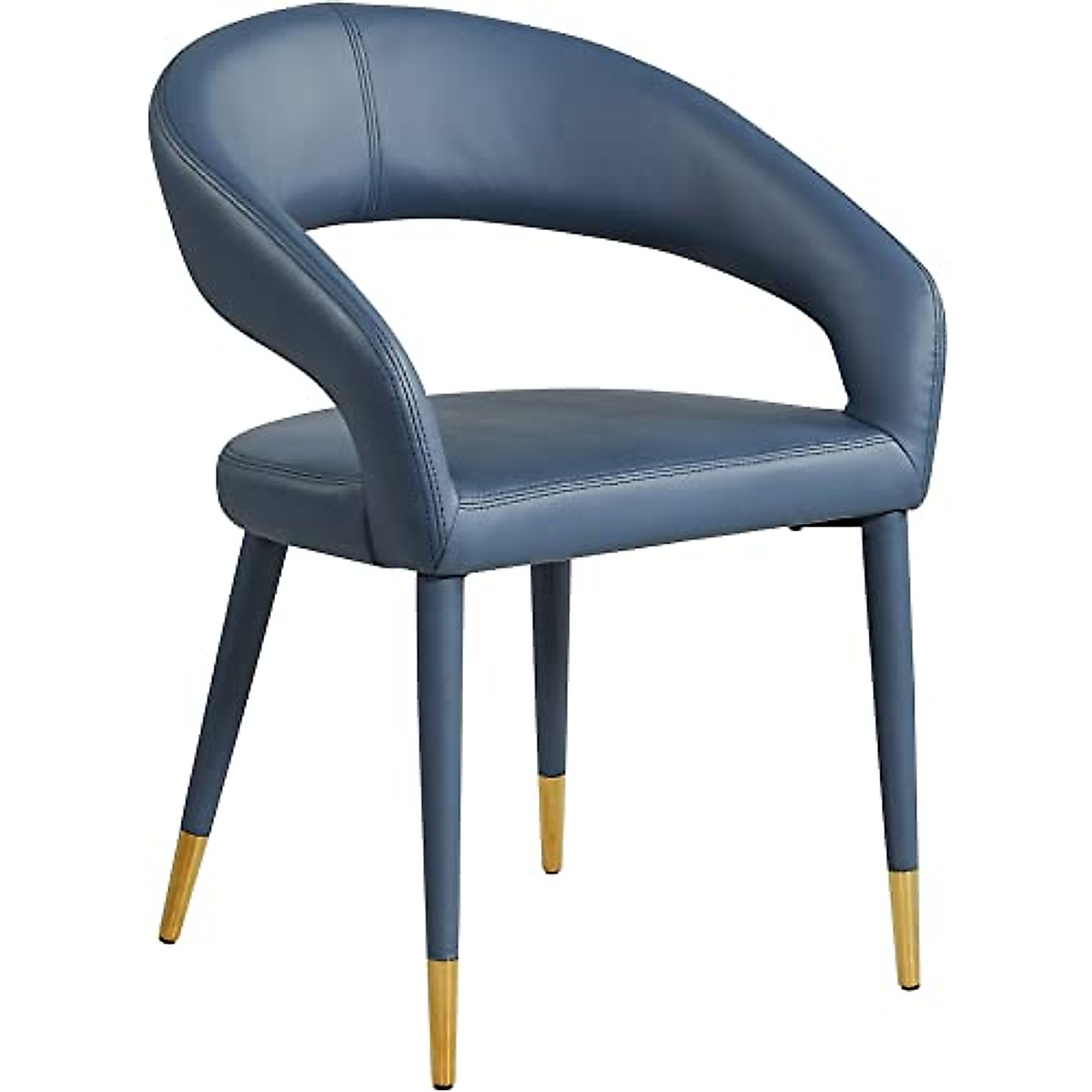 Meridian Furniture Destiny Collection Modern | Contemporary Faux Leather Upholstered Rounded Back Dining Chair, 23" W x 23" D x 31.5" H, Navy