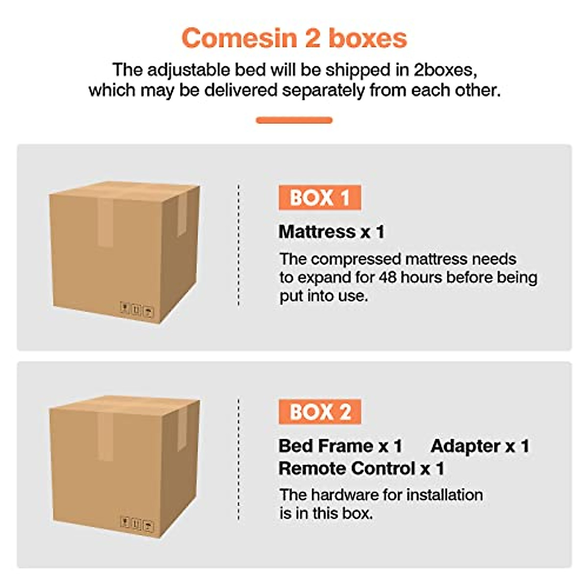 KOMFOTT Adjustable Bed with Transformable Cutting Mattress, Electric Adjustable Bed with Remote Control, Independent Head & Foot Adjustment, LED Light & USB Ports, Mattress with CertiPUR-US Certified