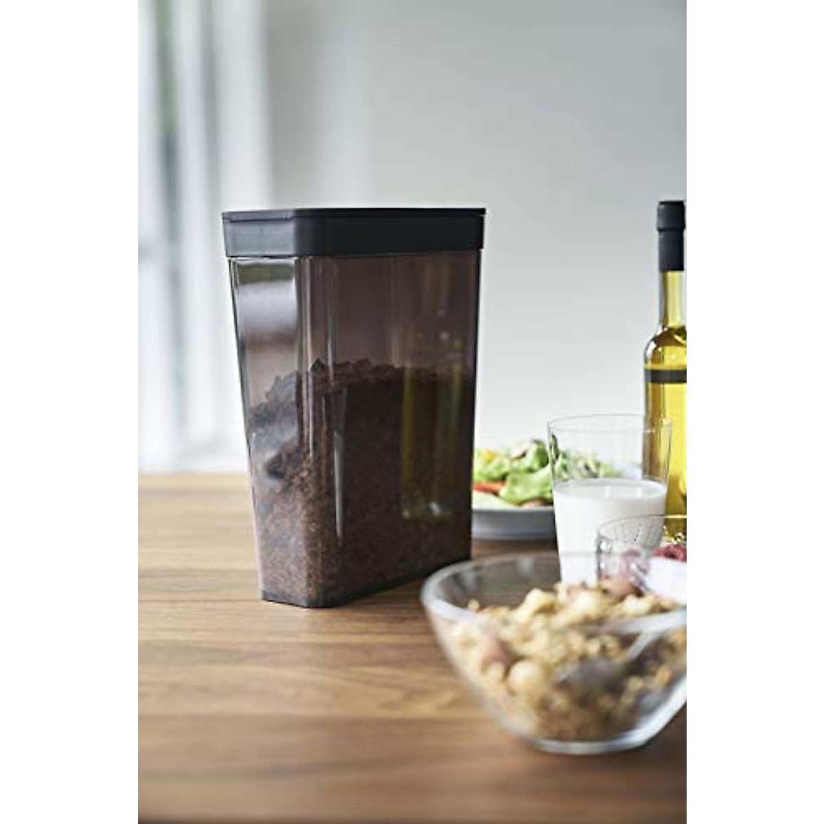 Yamazaki Home Tower Airtight Dry Food Storage Container With Sliding Lid | Kitchen & Pantry Organization | Cereal, Grains, Pasta, And Flour - Abs Plastic - 9.5 Cups, 2.3 Liters
