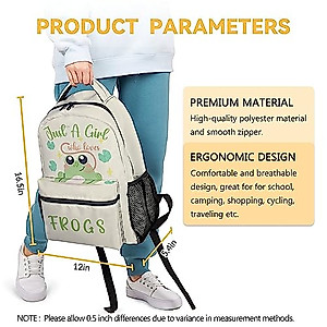 KNOWPHST Frog Backpacks for Girls Boys, 16 Inch Cute Backpack for School, Green, Large Capacity, Durable, Lightweight Bookbag for Kids Travel
