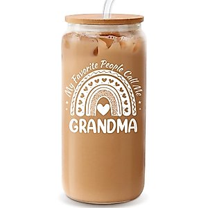 Grandma Gifts - Gifts for Grandma from Granddaughter, Grandson, Grandkids, Grandchildren - Grandma Birthday Gifts, Grandmother Gift Ideas, New Grandma Gifts First Time - 18Oz Can Glass