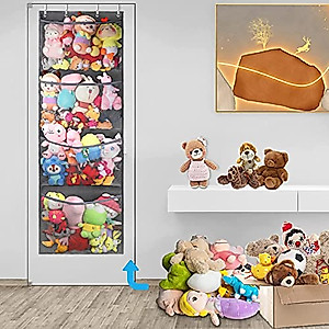 BUZOOLA Over Door Stuffed Animal Storage for Stuffies, Toys and Stuffed Animals and Other Soft Sundries,Door Organizer Storage