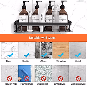 BZVlemon 3Pack Adhesive Shower Caddy with Soap Holder and 4 Hooks, Bathroom Shower Organizer, Space Aluminum Shower Shelves Rustproof Waterproof and Easy Mount