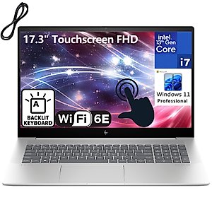 HP Envy 17 17.3" Touchscreen FHD Business Laptop Computer, 13th Gen Intel 14-Core i7-13700H, 16GB DDR4 RAM, 1TB PCIe SSD, WiFi 6E, Bluetooth 5.3, Backlit Keyboard, Windows 11 Pro