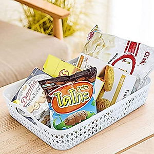 Saedy White A4 Paper Storage Baskets, Plastic Organizer Basket Tray, Set of 6