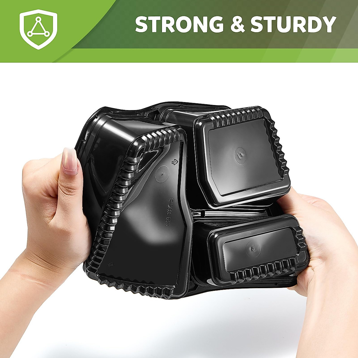 Meal Prep Containers Reusable【3 Compartment 34oz】50 Pack Food Prep Containers with Lids, Disposable To Go Containers, Plastic Food Storage Containers with Lids For Lunch/Deli/Takeout/Leftover