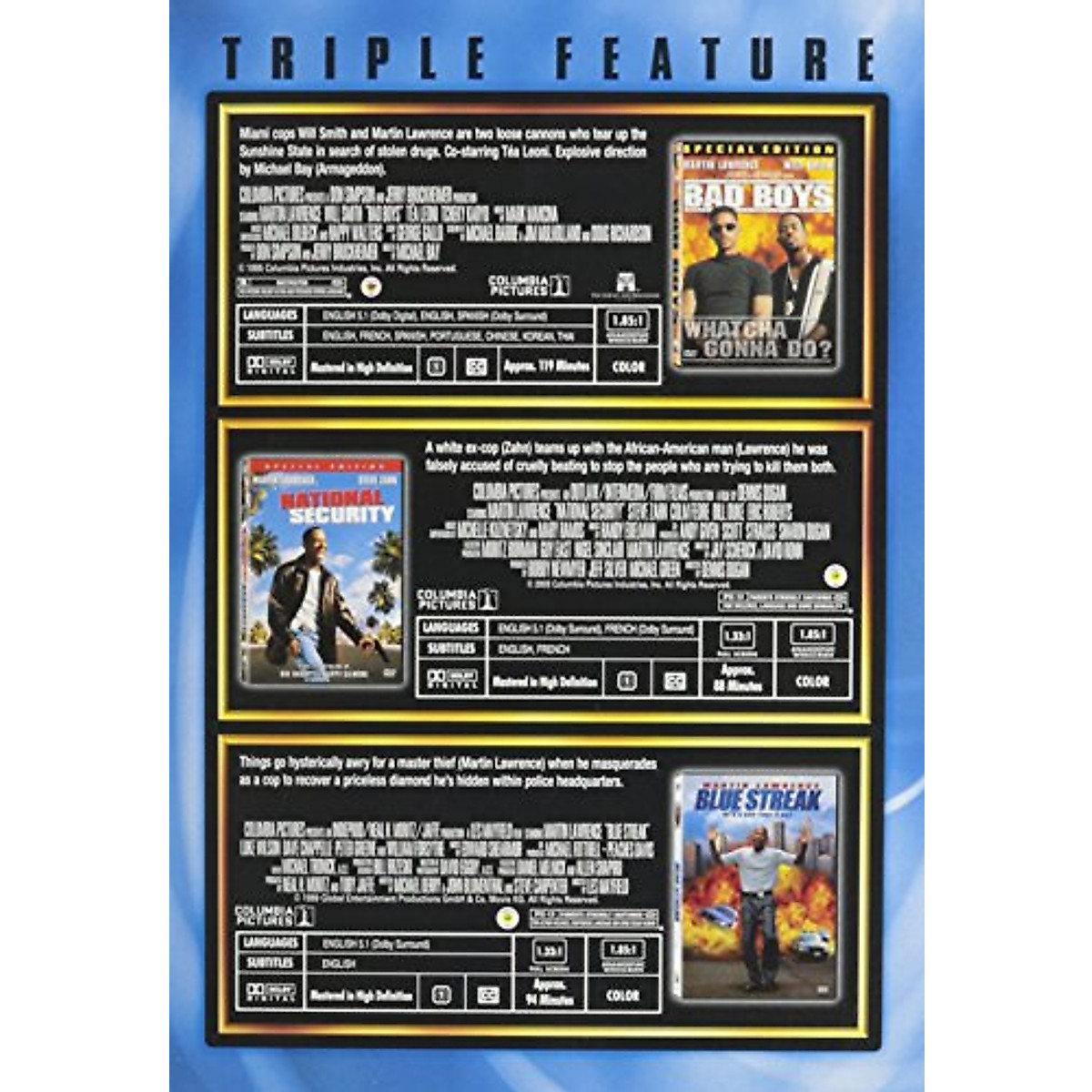 Bad Boys/National Security/Blue Streak - Triple Feature