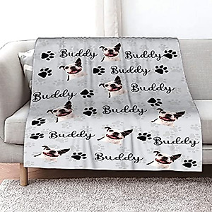 Custom Dog Name Picture Blanket Throw Personalized Dog Blanket Pet Paw Dog Memorial Gifts for Pets Cats Custom Puppy Dog Blanket with Photo & Name for Dogs 30x40in for 1-5 Toddler/Puppy
