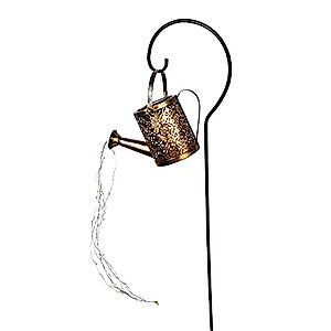 WWahuayuan 7.9Inch Watering Can Lights Solar Powered, Garden Solar Lantern Waterproof, Outdoor Hanging Lamp with Light String for Lawn Patio Yard Pathway Decor