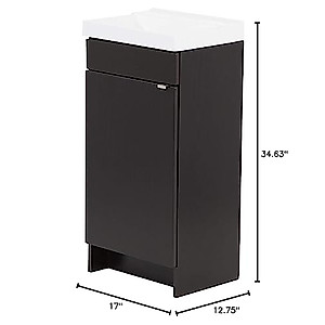 Spring Mill Cabinets Merton Bathroom Vanity with Sink, 17" W x 12.75" D x 34.63" H, Ebony Oak