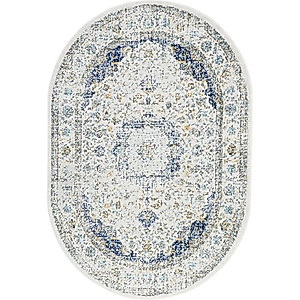 nuLOOM Paisley Verona Vintage Persian Area Rug, 6' 7" x 9' Oval, Blue