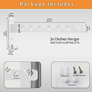 dancrul White Clothes Hanger Rack Wall Mounted Drying Rack Coat Hook Laundry Room Accessories Closet Organizer