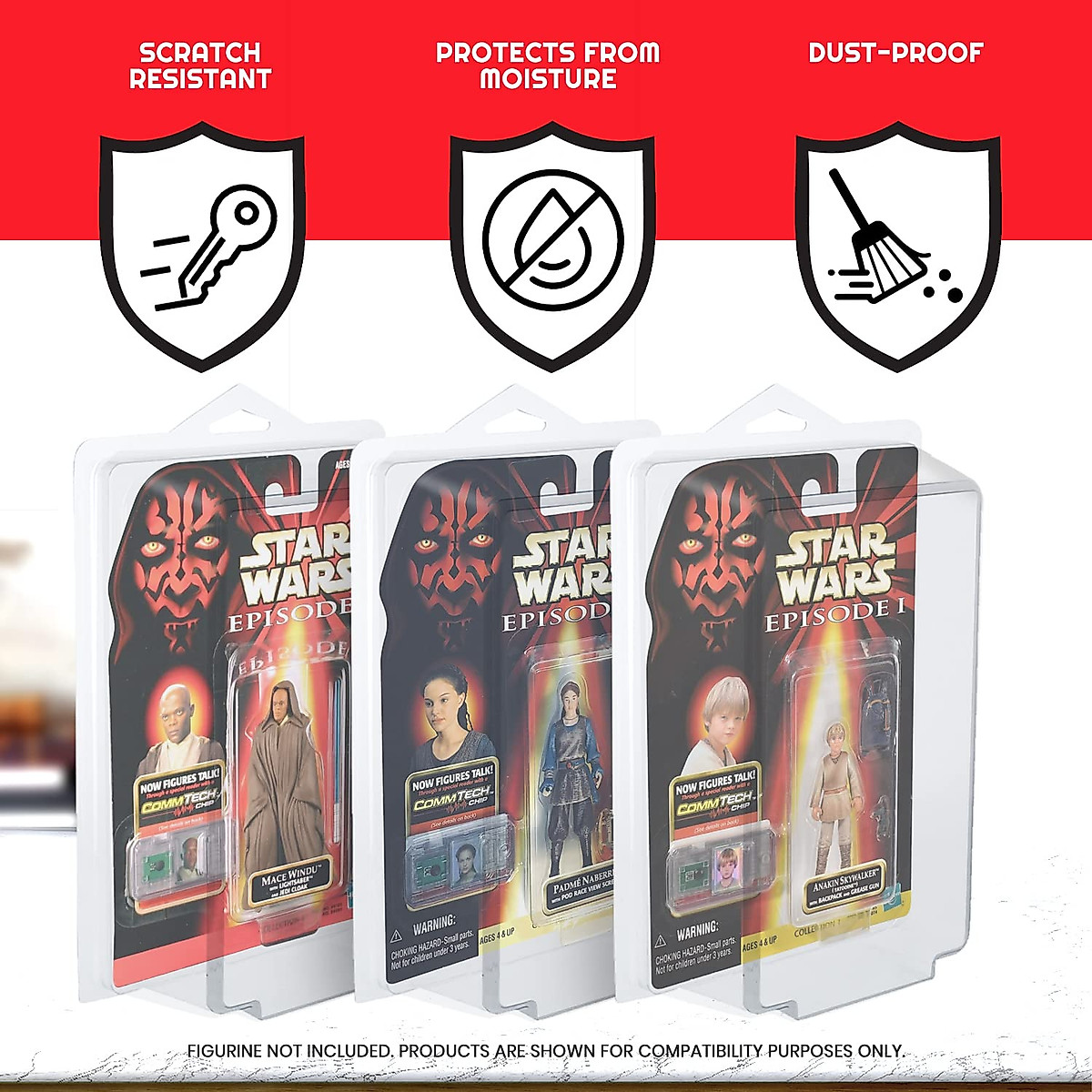 EVORETRO Action Figure Display Case for Kenner, Super7 Reaction Figures, 3.75 in Carded Toy Figures Such as Star Wars, Marvel Legends, Motu, GI Joe, Durable Plastic Retro Blister Protective Cases